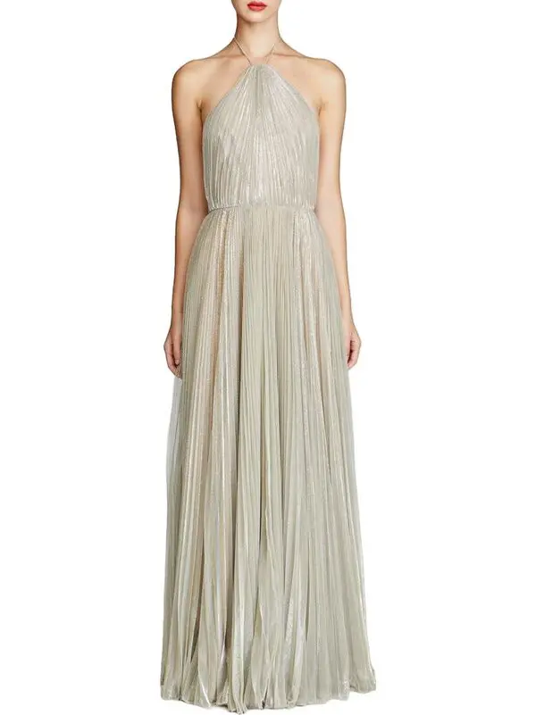 Halston Marisol Metallic Gown - Pewter