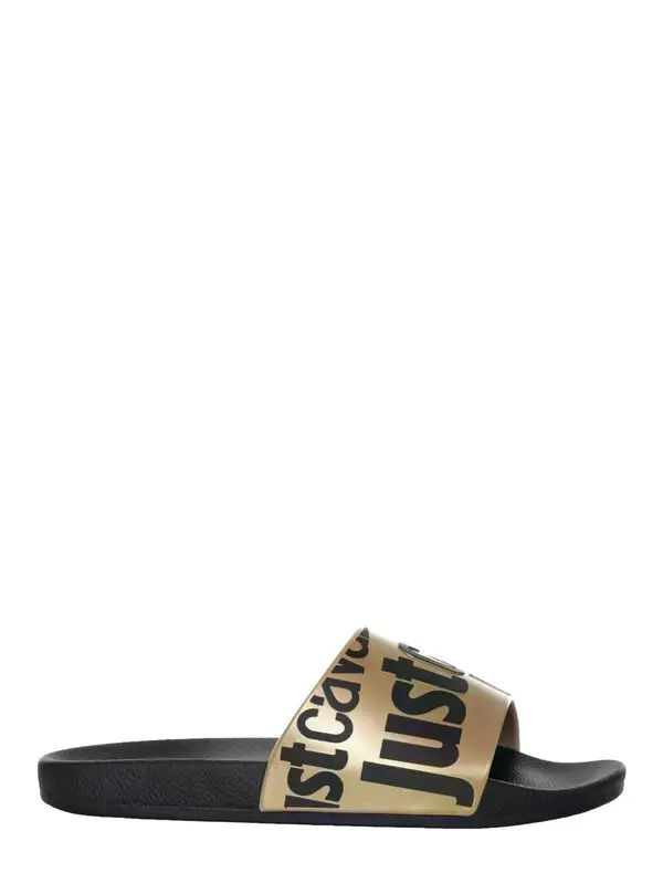 Just Cavalli Logo-print Slides - Gold