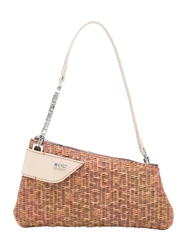 Gcds Comma Notte Raffia Shoulder Bag - Brown