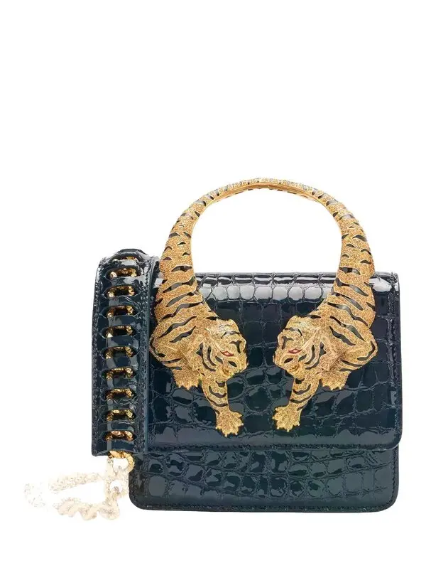 Roberto Cavalli Roar Crocodile-print Mini Bag - Blue