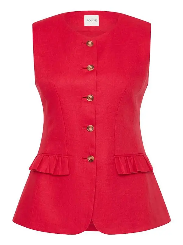 Posse Matilda Linen Gilet - Red