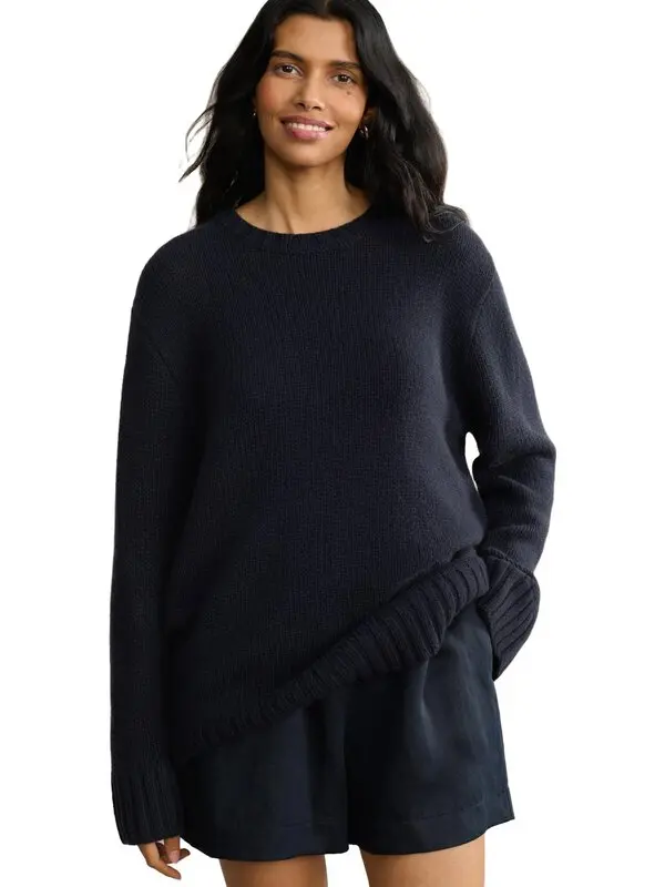 Jenni Kayne Cashmere Amelia Crewneck Top - Navy