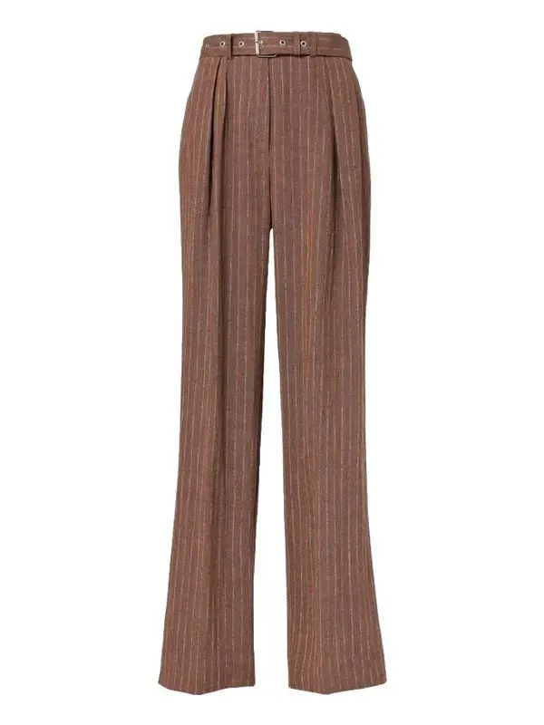 Dries Van Noten Linen-blend Wide-leg Pants - Brown