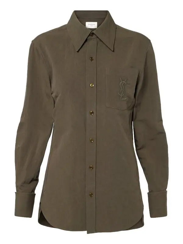 Saint Laurent Cassandre Cotton And Linen Shirt - Green