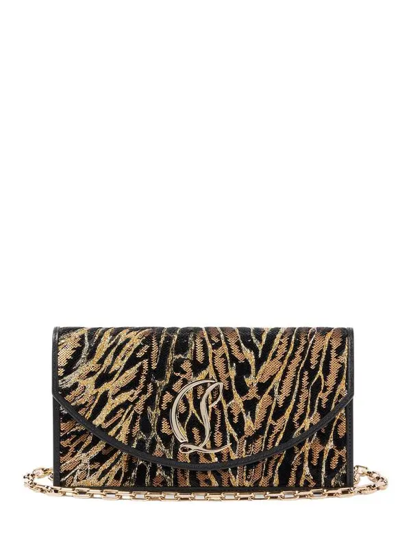 CHRISTIAN LOUBOUTIN Loubi54 Leopard-print Crêpe Satin Clutch - Black