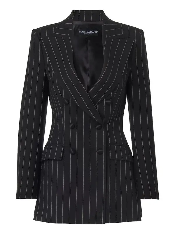 Dolce & Gabbana Striped Wool Blazer - Black