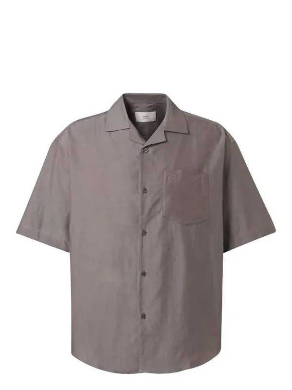 Ami Cotton Gabardine Shirt - Grey