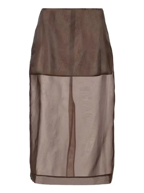 THE FRANKIE SHOP Peri Sheer Silk-blend Midi Skirt - Brown