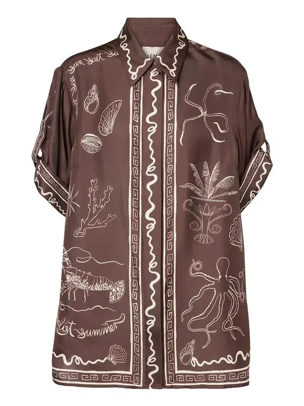 ALEMAIS Alémais Sammy Printed Silk Shirt - Brown