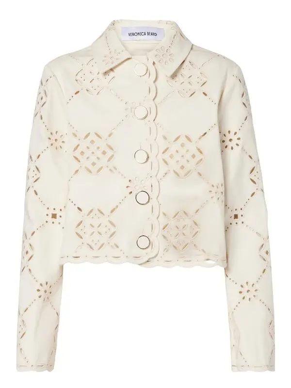 Veronica Beard Adelaide Laser-cut Jacket - White