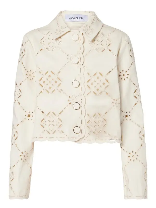 Veronica Beard Adelaide Laser-cut Jacket - White