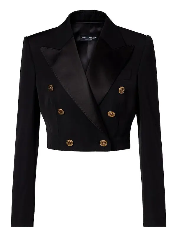 Dolce & Gabbana Cropped Wool-blend Jacket - Black