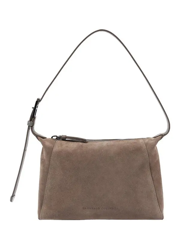 Brunello Cucinelli Duo Small Suede Shoulder Bag - Brown