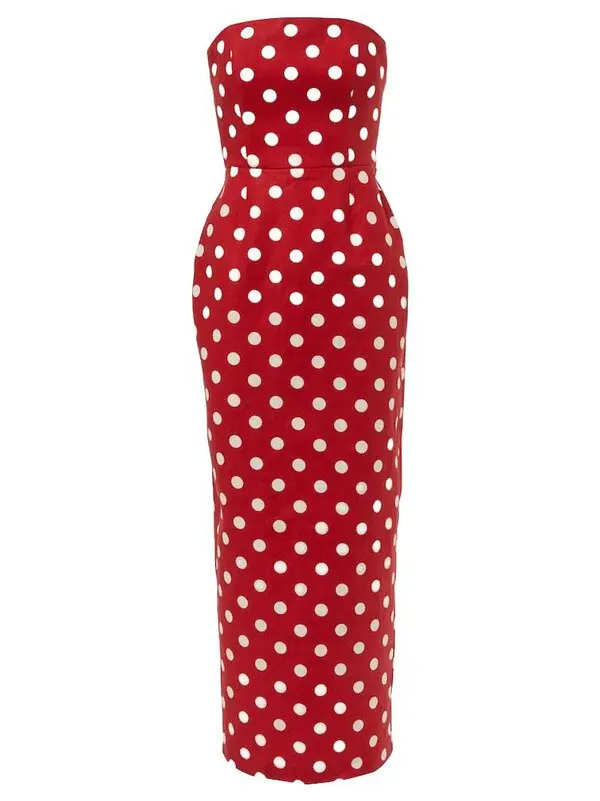 Posse Romeo Polka-dot Linen Maxi Dress - Red