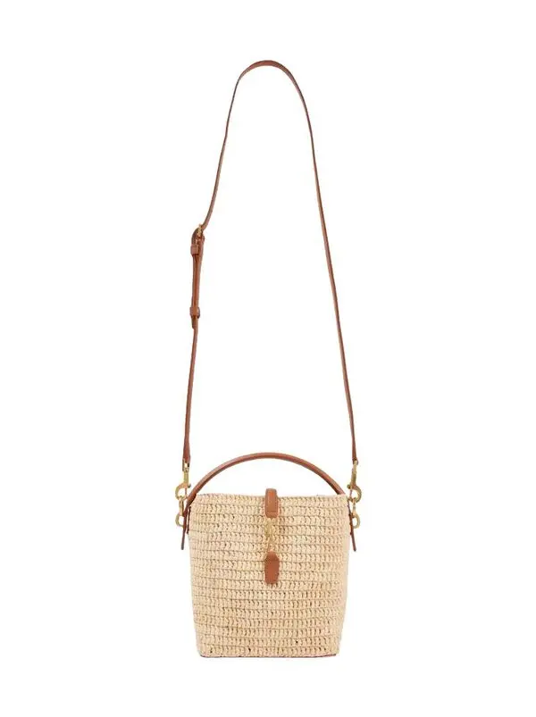 Saint Laurent Le 37 Mini Raffia Bucket Bag - Neutrals