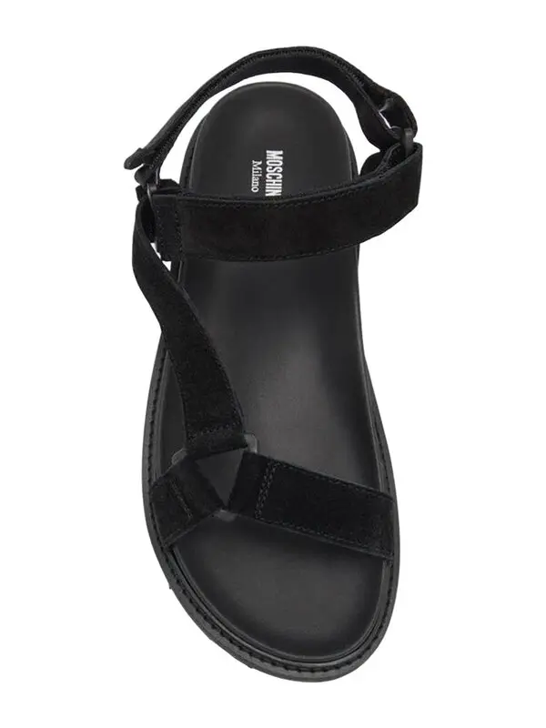 Moschino Leather And Suede Sandals - Black