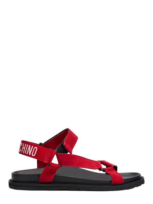 Moschino Leather And Suede Sandals - Red
