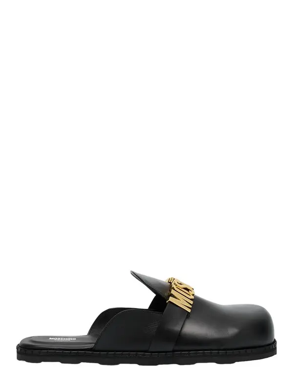 Moschino Calfskin Leather Mules - Black
