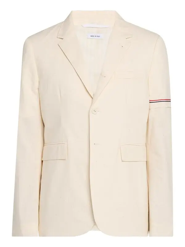 Thom Browne Sport Coat With Striped Armband - Open White