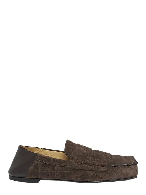 Jacquemus Les Mocassins Carre Suede Penny Loafers - Dark Brown