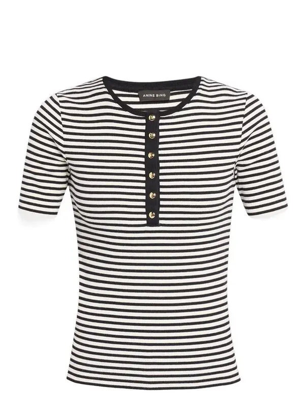 ANINE BING Alessia Stripe Short-sleeve Tee - Multi