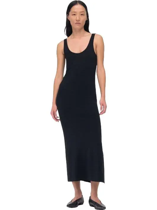 Another Tomorrow U-neck Tank Dress - Black