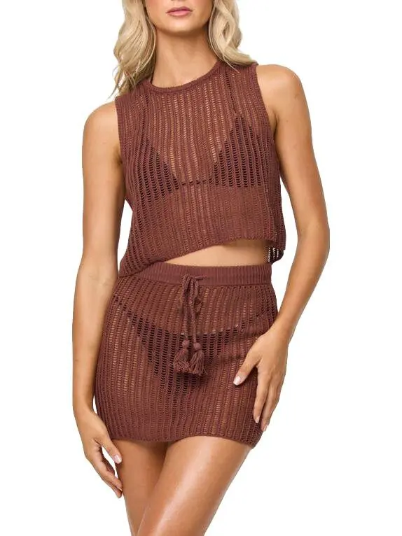 L*Space Sander Open Stitch Cover-up Tank - Cafe