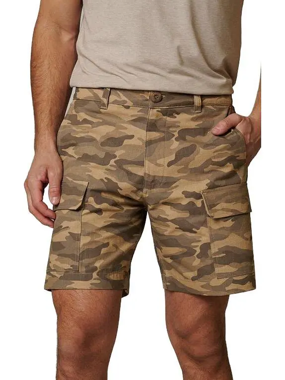 LEISURE LAB Ripstop Cargo Camo Shorts - Sahara