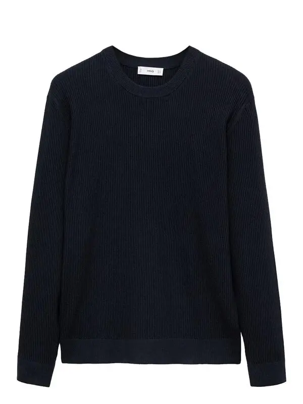 Mango Ribbed Crewneck Sweater - Dark Navy