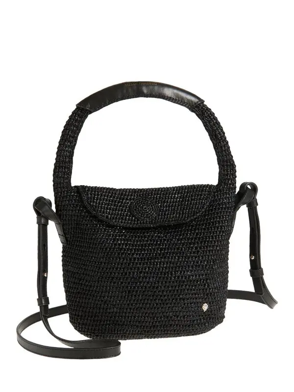Helen Kaminski Yala Mini Raffia Shoulder Bag - Charcoal/ Black