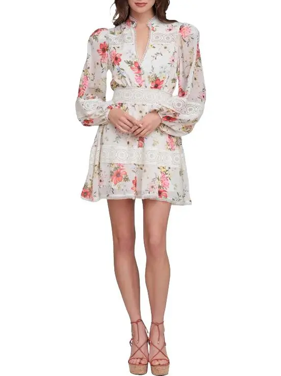 Avec Les Filles Floral Lace Mini Dress - Cream Flower Press
