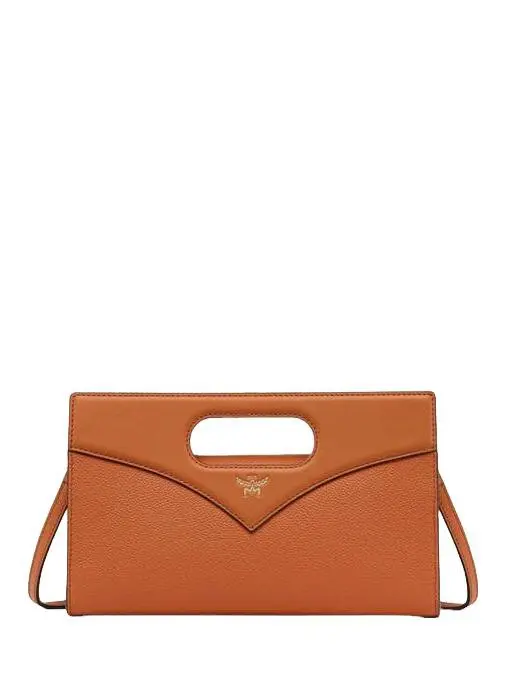 Mcm Embossed Leather Tote - Cognac