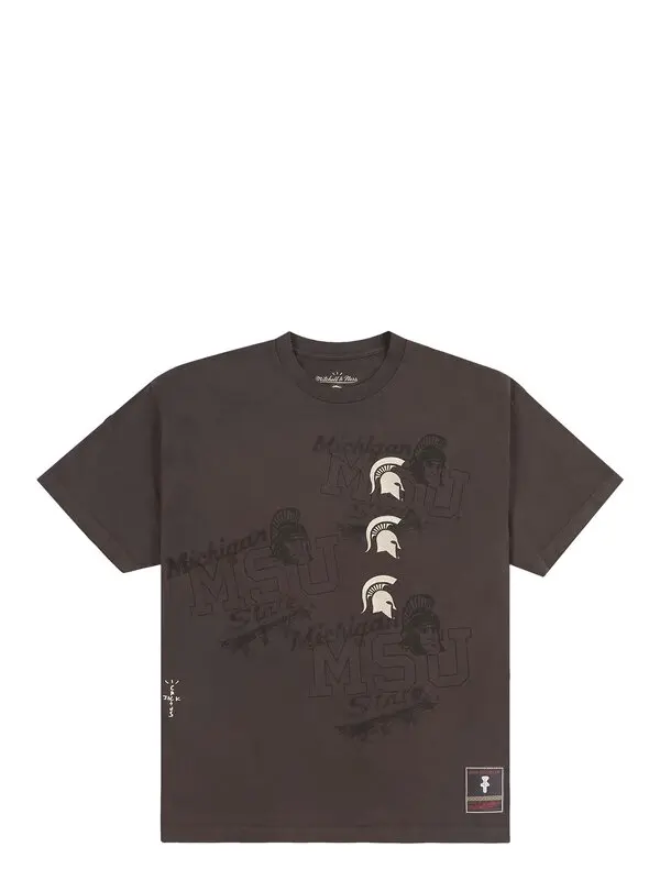 CACTUS JACK BY TRAVIS SCOTT X Mitchell & Ness Michigan State University Seal Tee - Brown