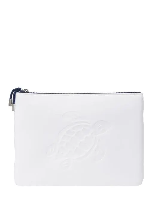 Vilebrequin Neoprene Pouch With Textured Turtle Embellishment - Blanc