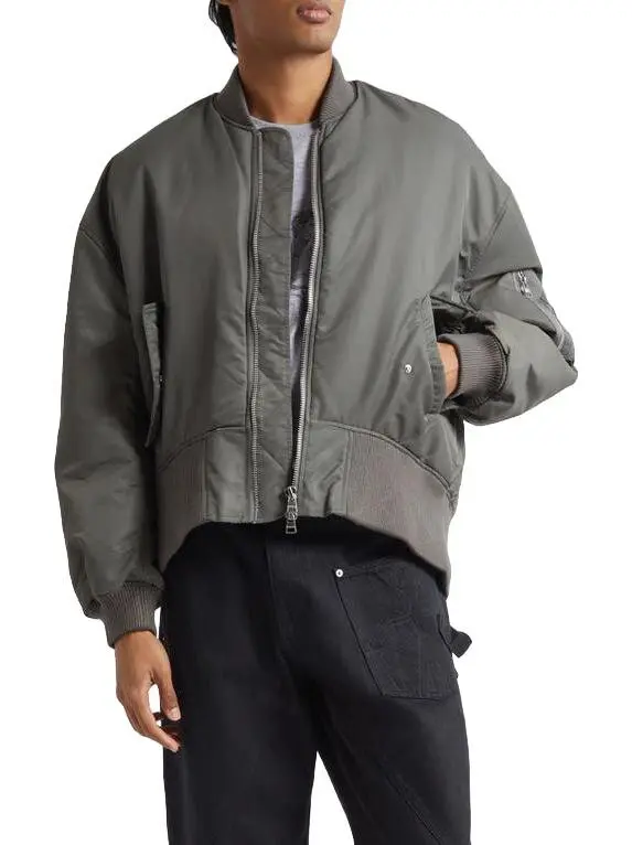JW Anderson Curved Hem Oversize Bomber Jacket - Steel