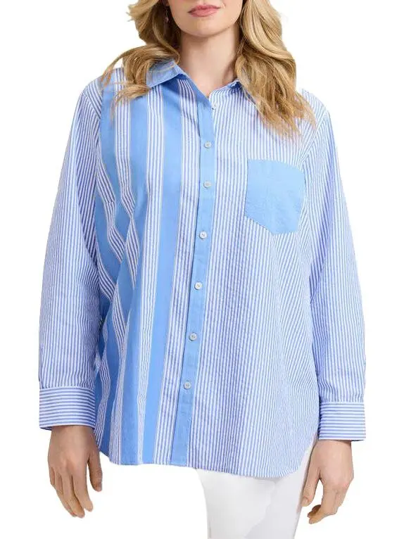 Foxcroft Mix Stripe Button-up Shirt - Blue Multi