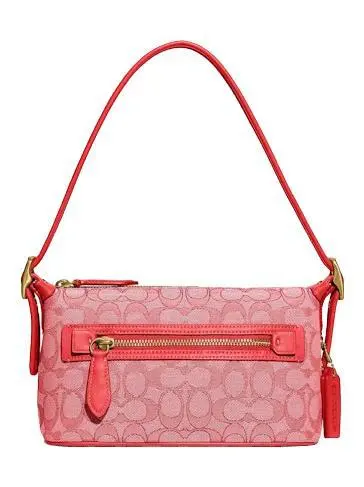 COACH Demi Bag In Signature Jacquard - Brass/sport Red