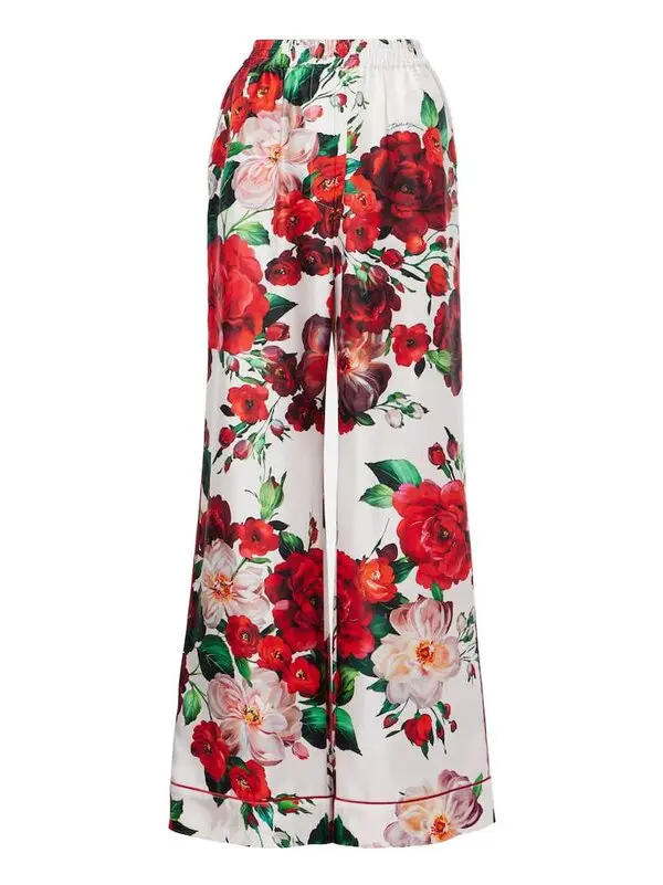 Dolce & Gabbana Floral Print Silk Pants - Multicoloured