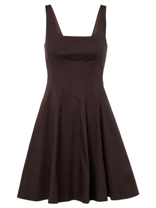 Staud Wells Cotton Mini Dress - Brown