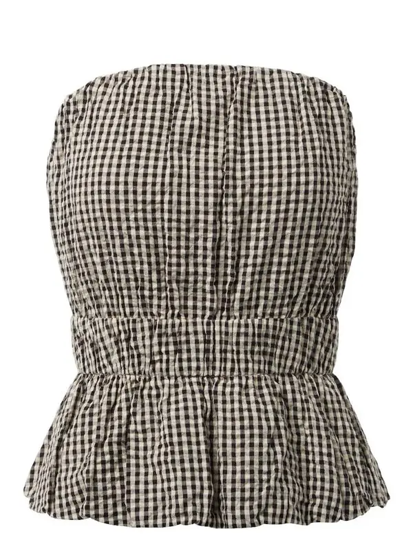 Posse Aurelia Gingham Cotton Top - Black