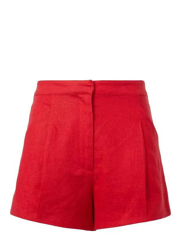 Posse Rosalie High-rise Linen Shorts - Red