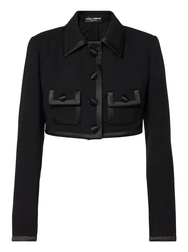 Dolce & Gabbana Cropped Wool And Silk-blend Jacket - Black