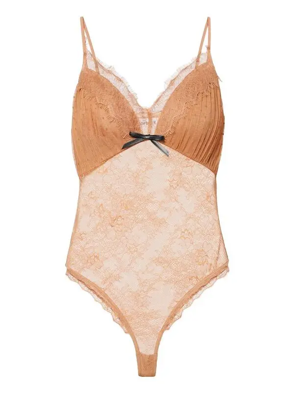 SELF-PORTRAIT Embroidered Lace Bodysuit - Orange