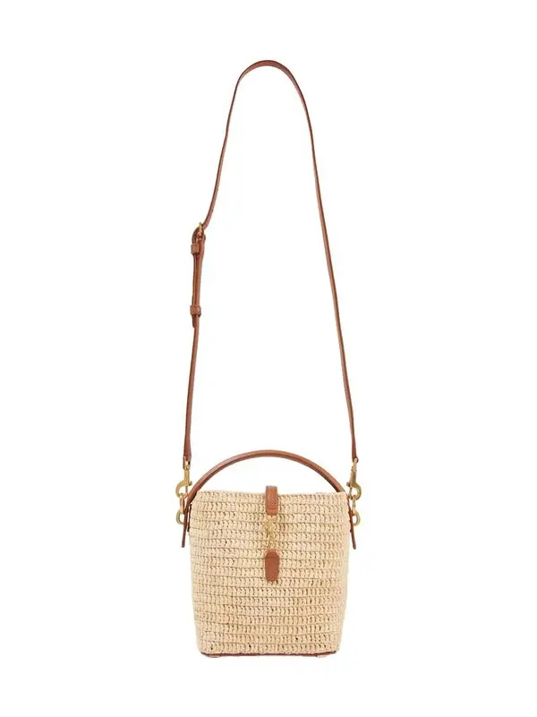 Saint Laurent Le 37 Mini Raffia Bucket Bag - Neutrals