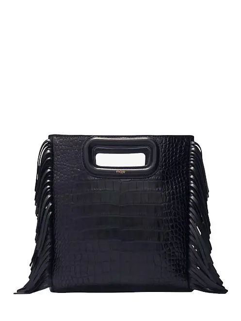 Maje Fringed Mock-croc Leather Cross-body Bag - Noir / Gris