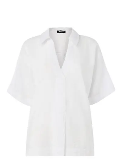 Whistles Sasha V-neck Relaxed-fit Woven Shirt - White