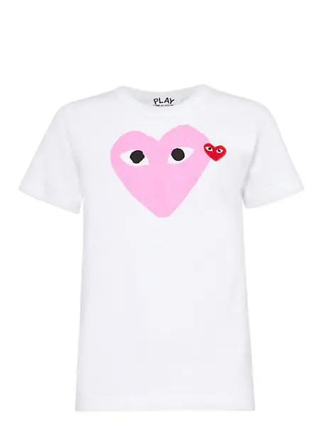 Play Comme Des Garcon Comme Des Garçons Play Logo-print Cotton-jersey T-shirt - Pink