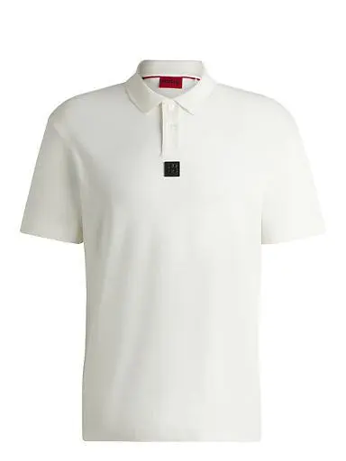 Hugo Brand-plaque Short-sleeve Cotton Polo Shirt - Natural