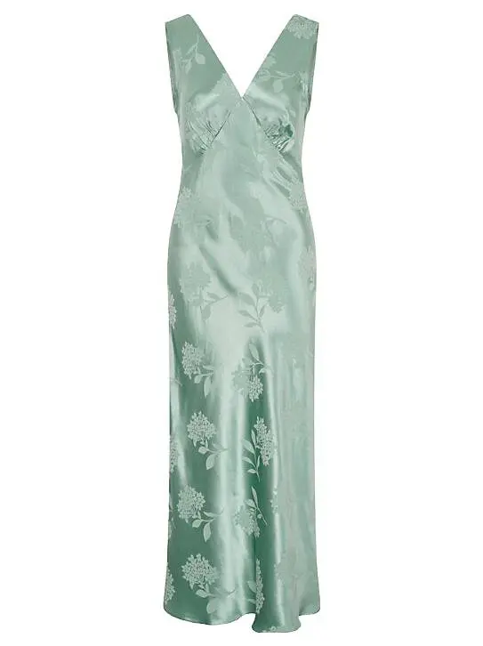 OMNES Iris Floral Jacquard Woven Maxi Dress - Green