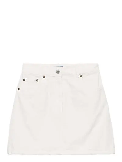 Prada Logo-embellished Denim Mini Skirt - White